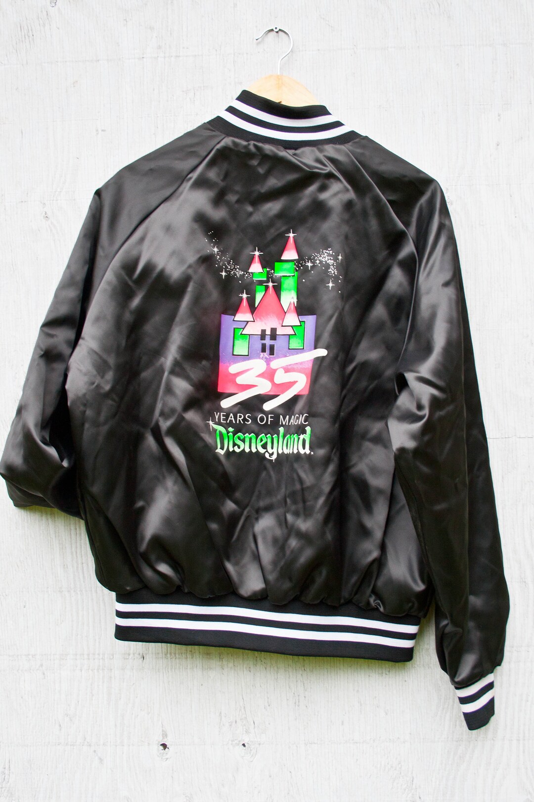 Disney 35 Years of Magic Bomber Jacket - Large - 90s Satin Nylon Button ...
