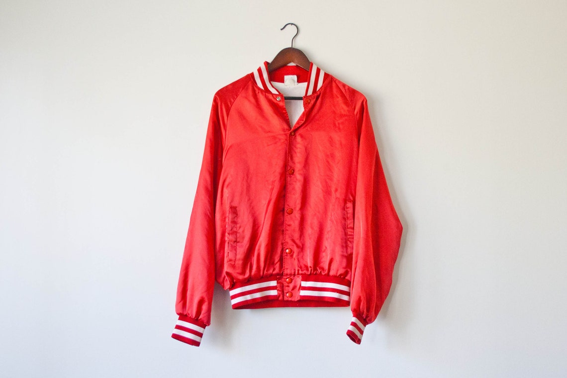 Vtg Red Nylon Satin Marines Bulldog Jacket - Medium -80s Marines ...