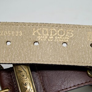 KUDOS Brown Leather Concho Belt - 80s Leather and Metal Medallion Belt ...