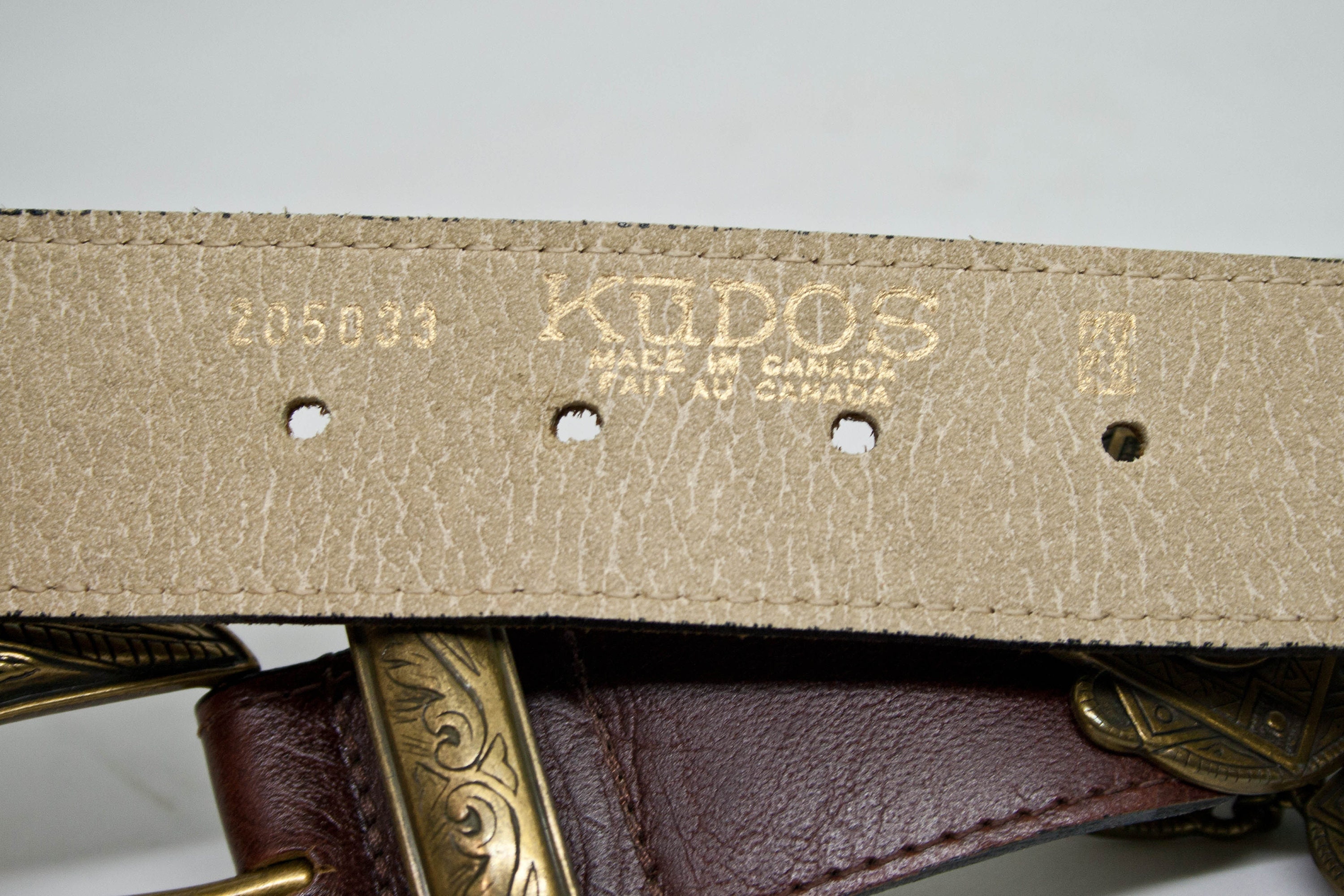 KUDOS Brown Leather Concho Belt 80s Leather and Metal | Etsy