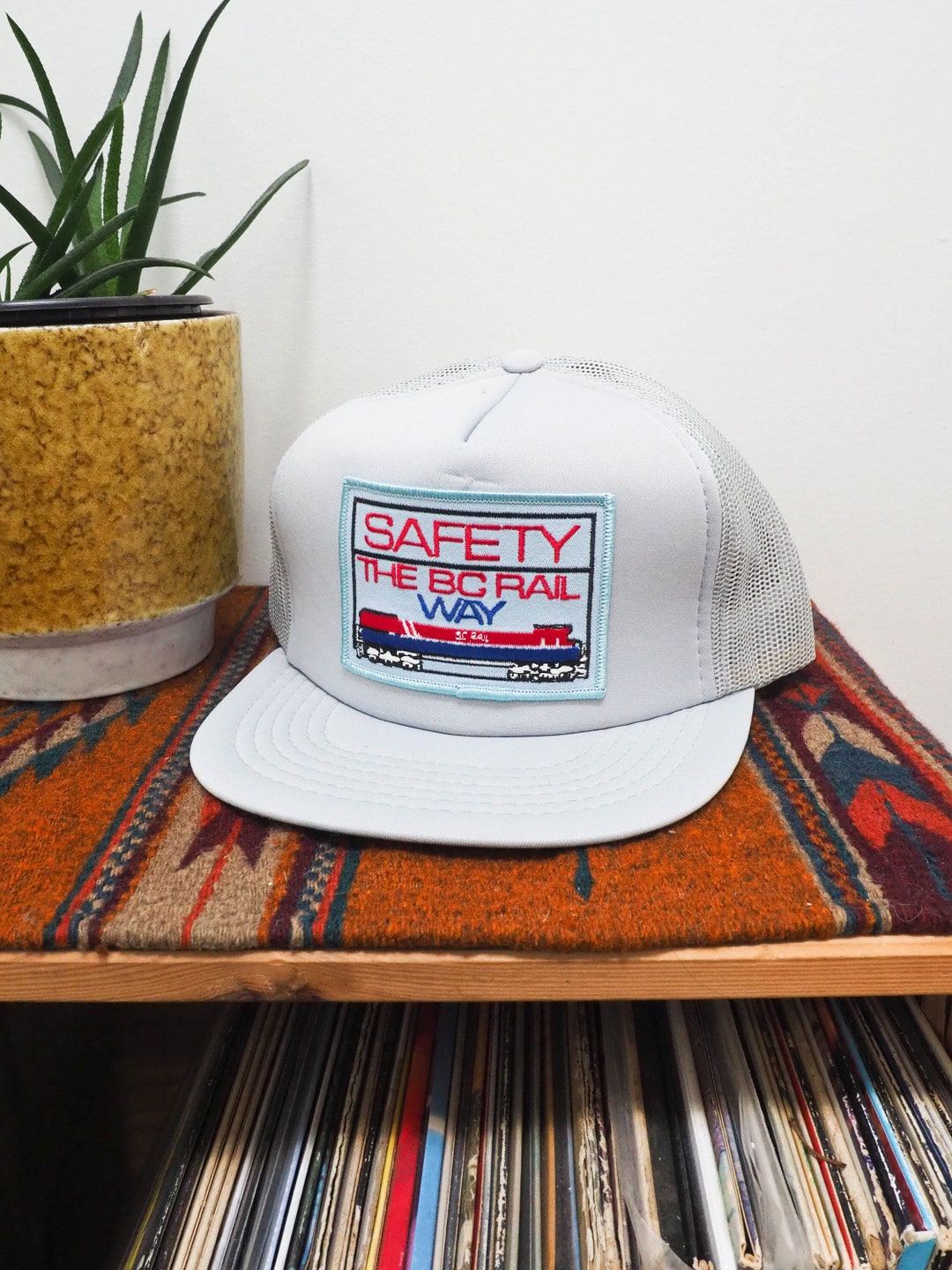 Vtg Safety the BC Rail Way Trucker Hat Vintage BC Rail Hat Grey Snap ...