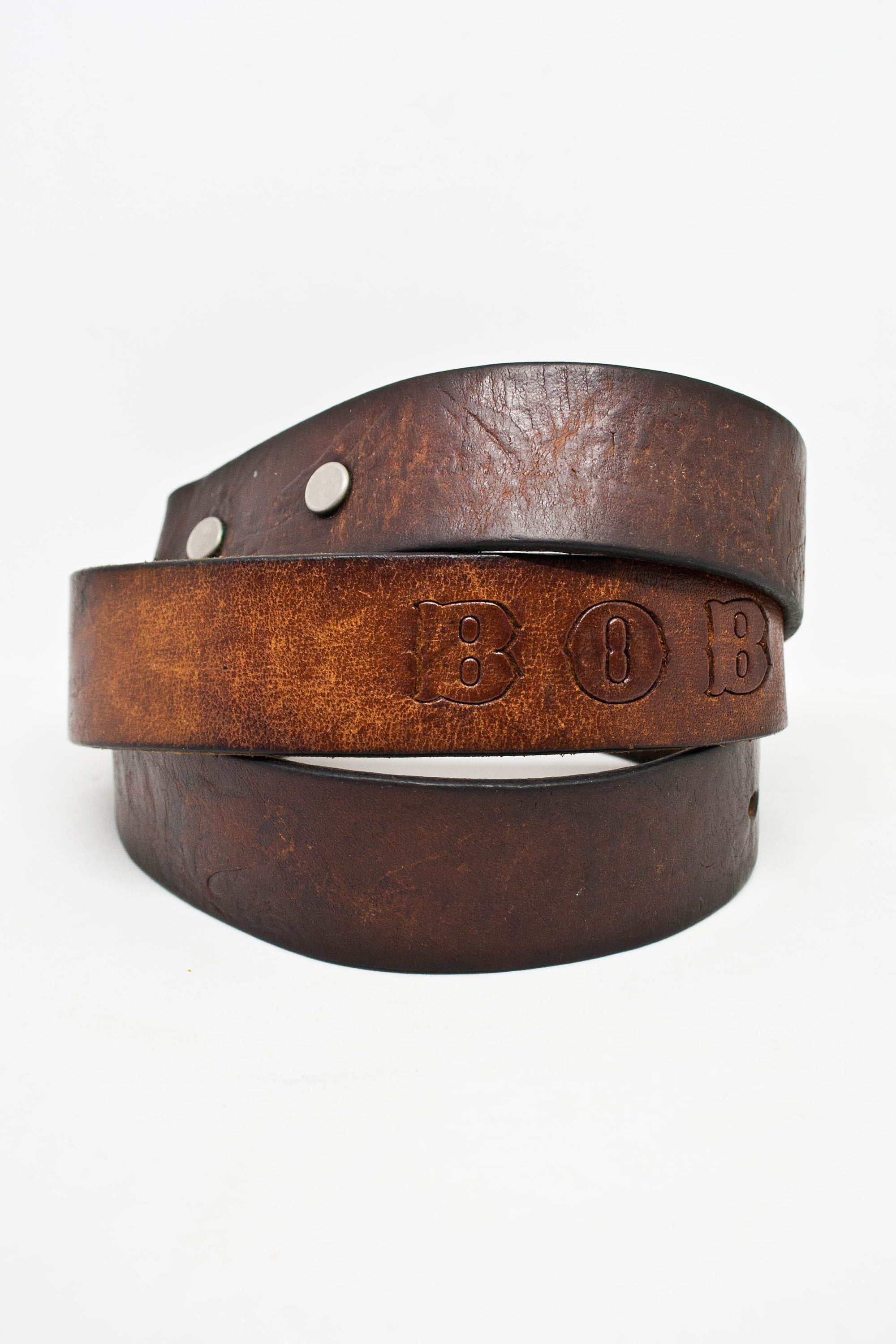 Tooled Leather BOB Belt - SZ 48 - Softened Leather Belt - Vintage Name ...
