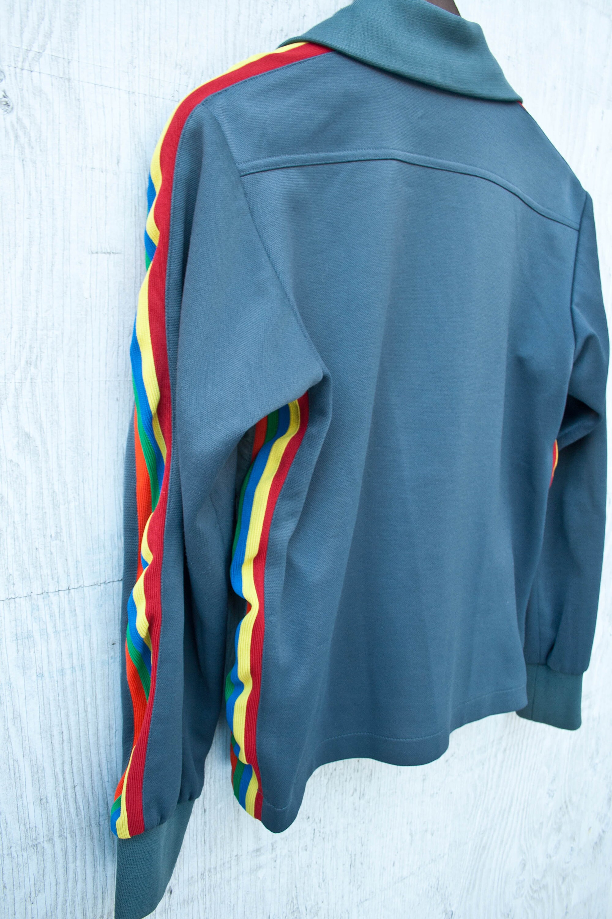 80s Topher Jacket Small Vtg Grey and Rainbow Zip up | Etsy