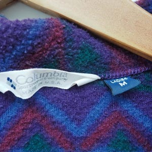 Vtg Columbia Purple Aztec Print Zip up Fleece Medium Vintage Columbia ...