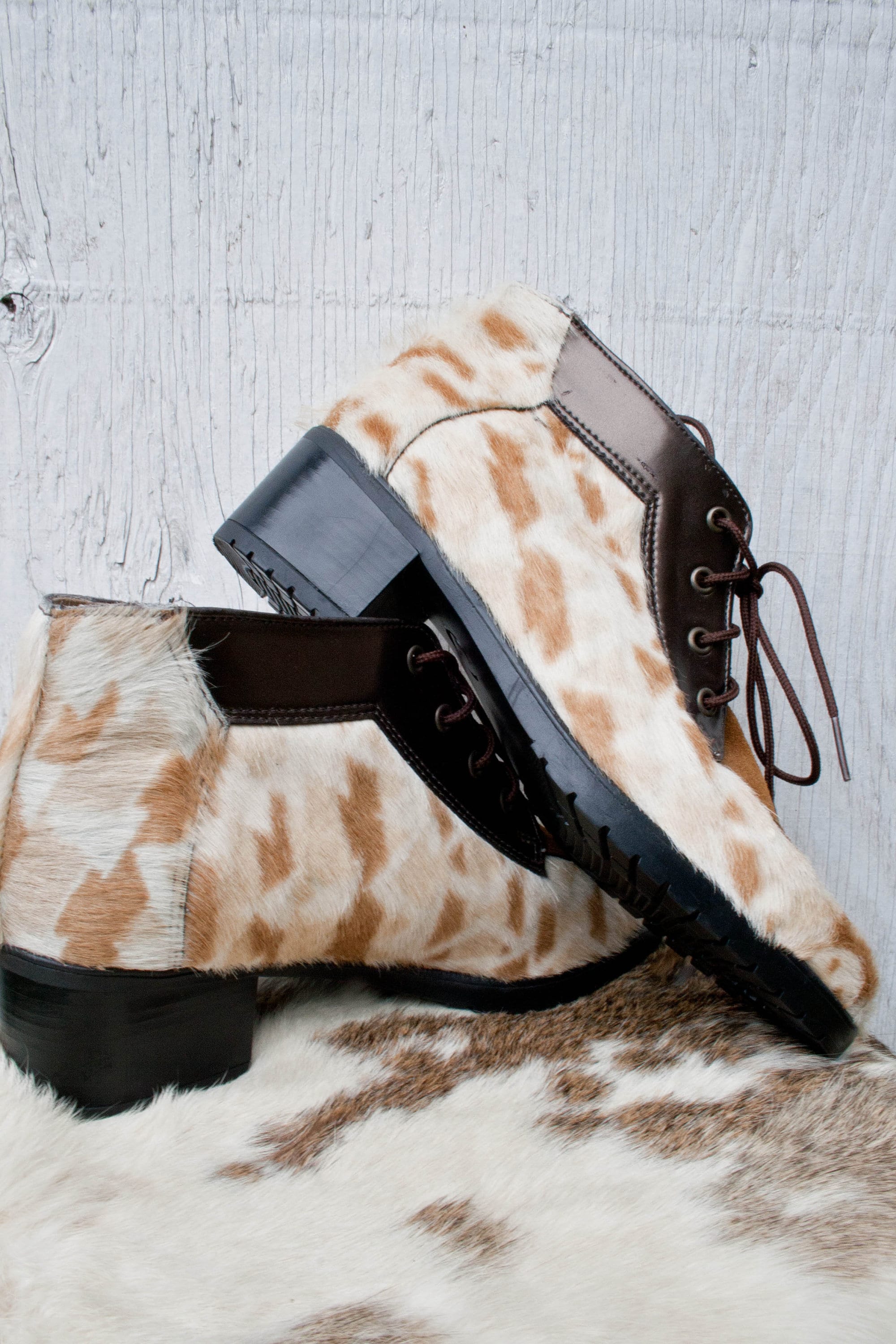 Nycole St-louis Cow Hide Booties Vintage Ankle Boots Cow - Etsy