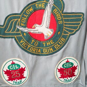 Vtg Falcon Brand SE Woods Hunting Jacket PITA Victoria Gun Club Patches ...
