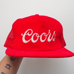 Vtg Red Corduroy Coors Hat - Vintage Beer Branded Trucker Cap - VTG ...