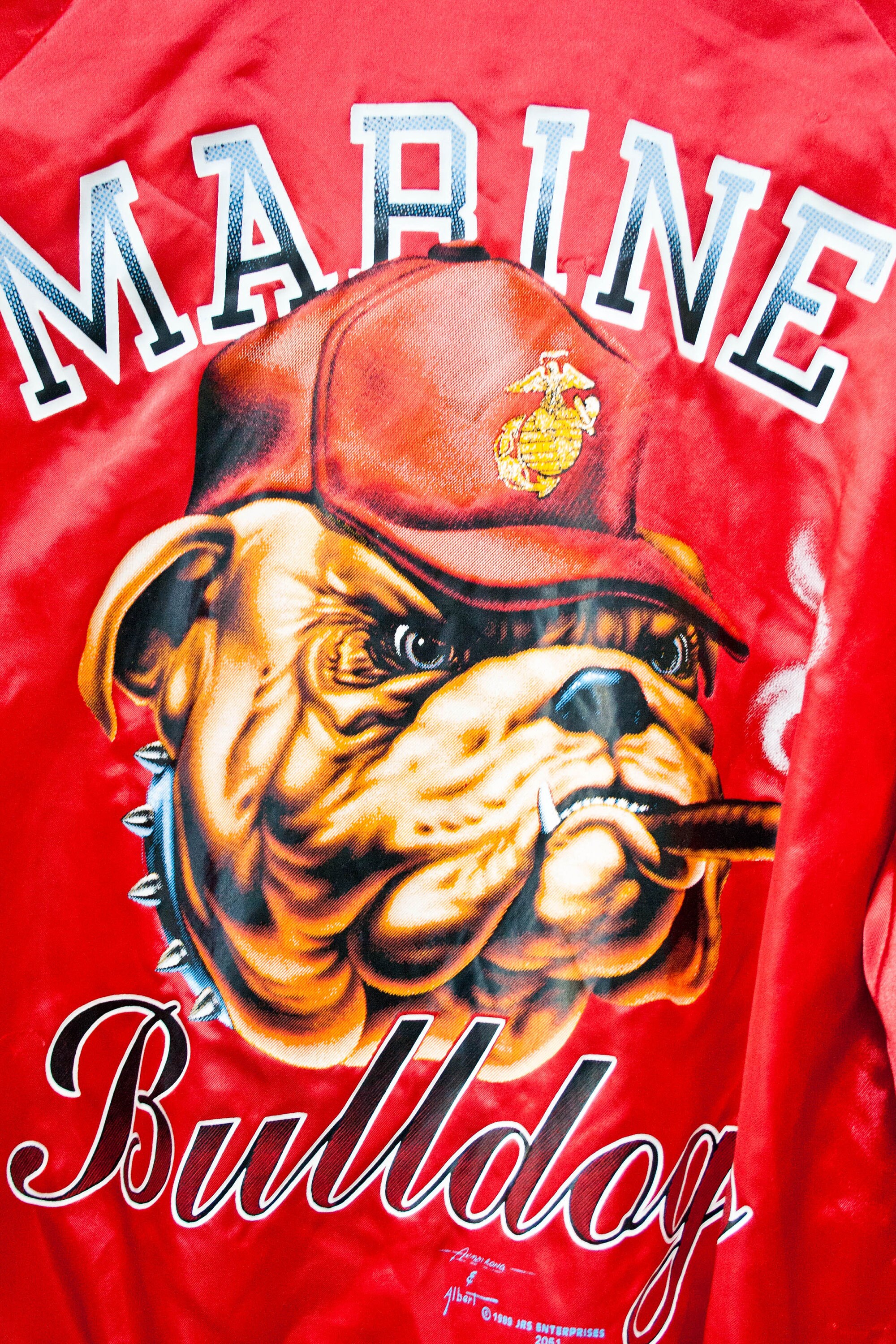 Vtg Red Nylon Satin Marines Bulldog Jacket Medium 80s - Etsy