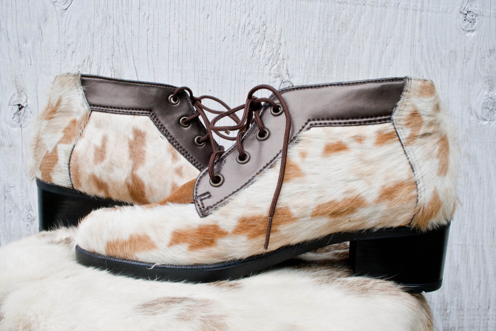 Nycole St-louis Cow Hide Booties - Vintage Ankle Boots - Cow Hide Brown ...