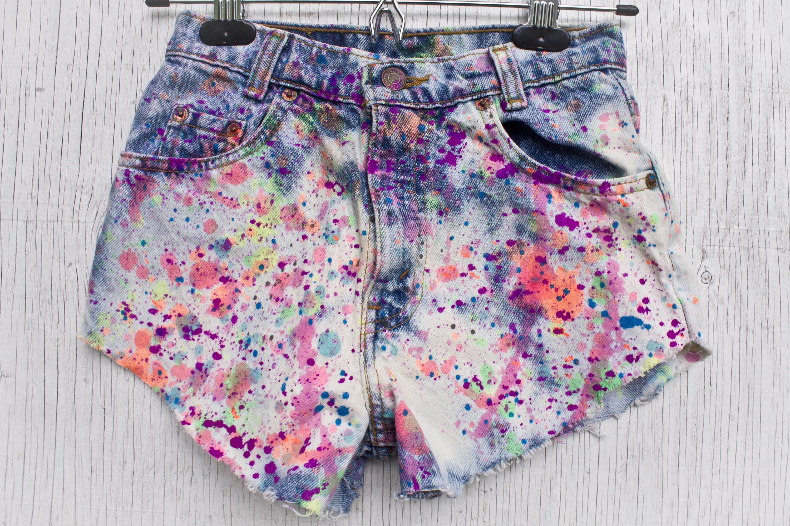 90s High Waisted Denim Cut Offs 90s Splatter Paint Levi - Etsy