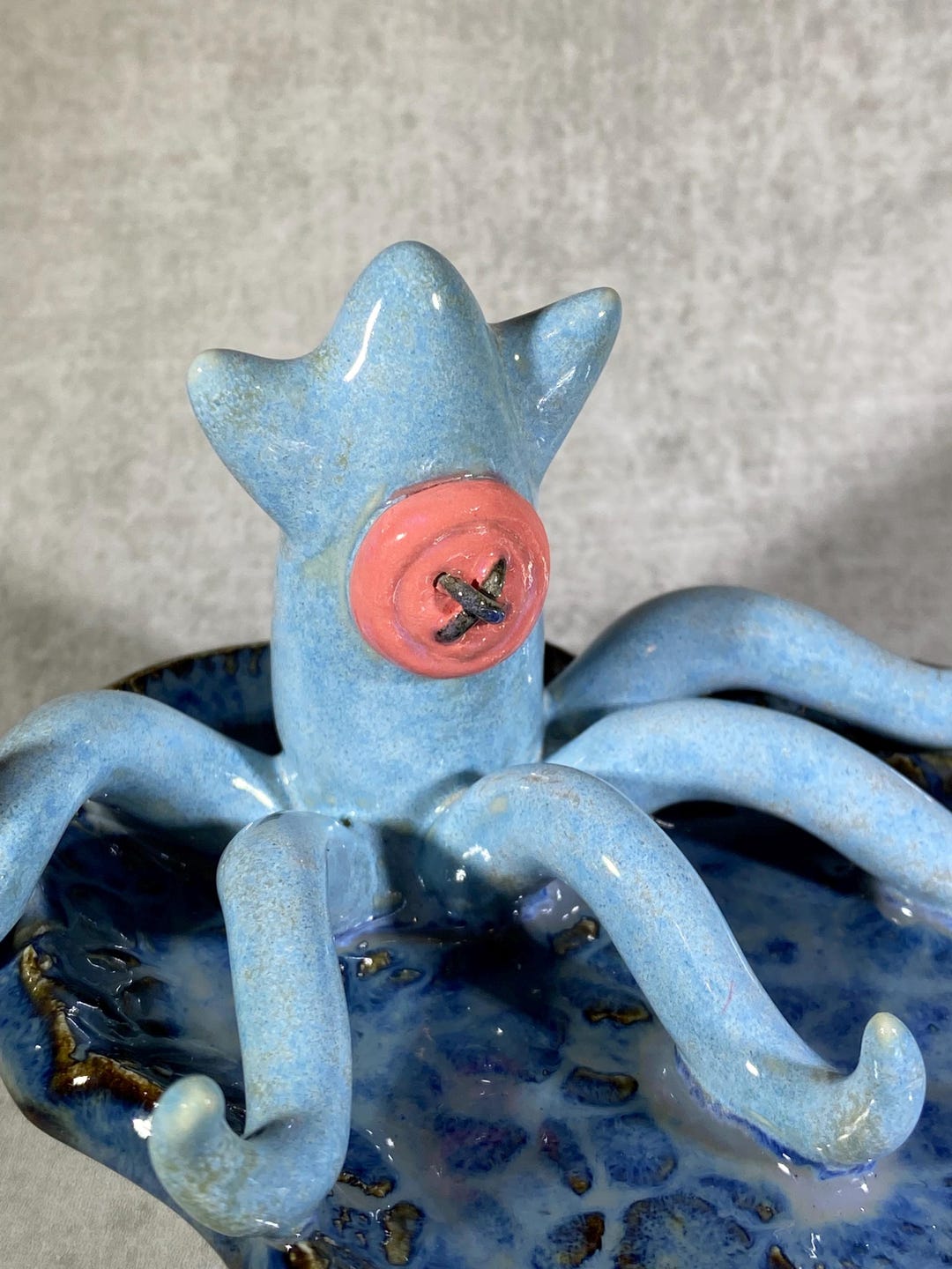 Ceramic Coraline Squid Toy, Ring Holder and Jewelry Tray, Button Eye ...