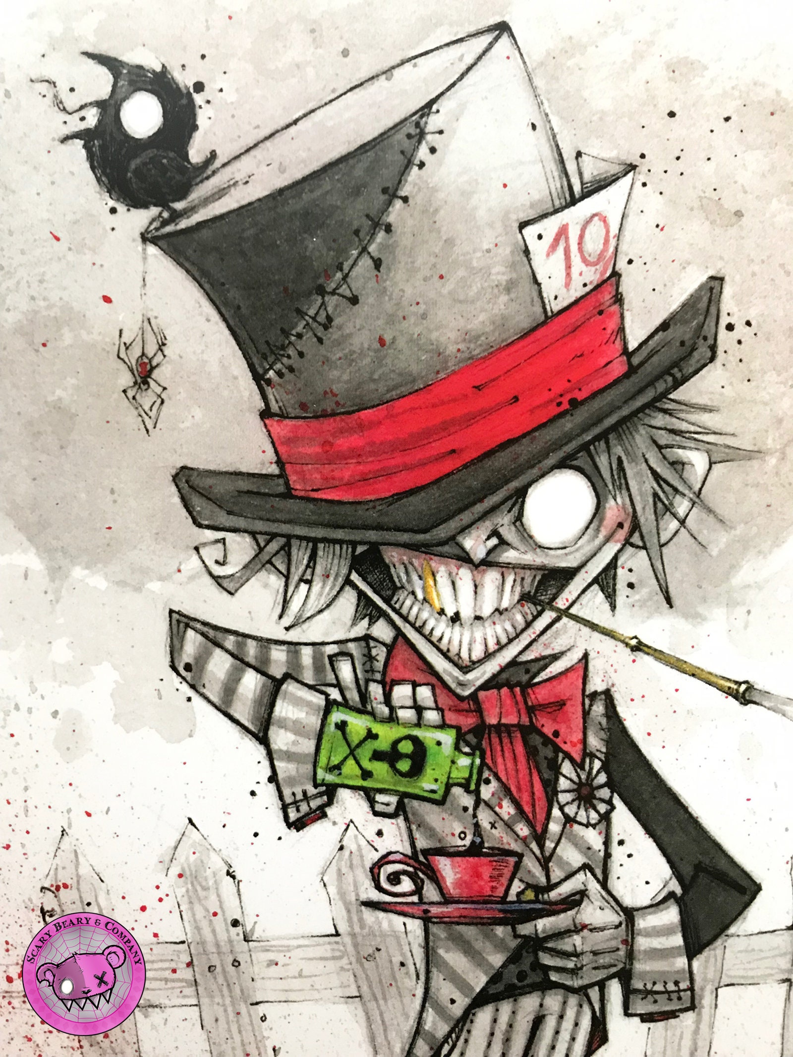 The Mad Hatter Art Print Alice in Wonderland Inktober 2018 - Etsy