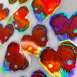Holographic Nightmare Heart -skull Heart - Vinyl Sticker - Etsy