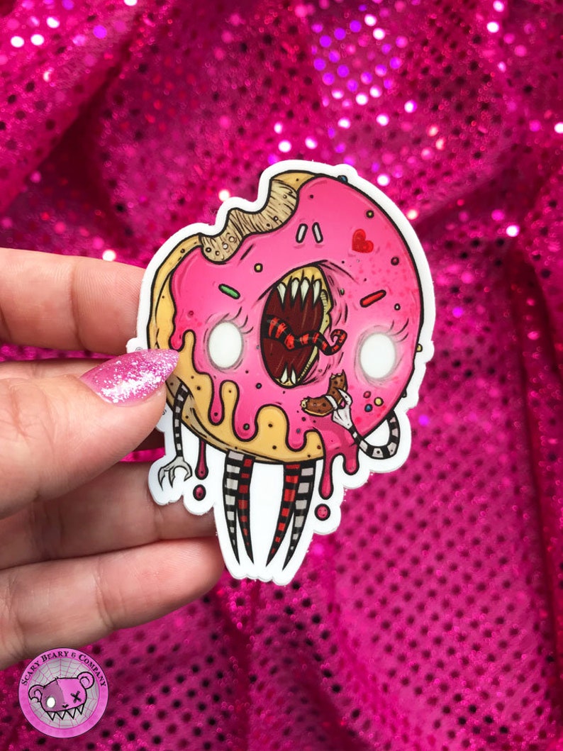 Donut Monster Vinyl Sticker - Etsy