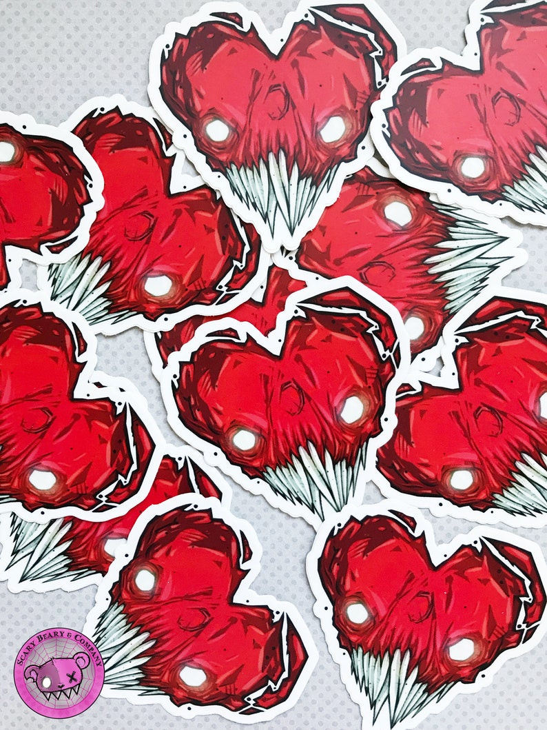 Love Bites Nightmare Heart sharp teeth vinyl sticker | Etsy