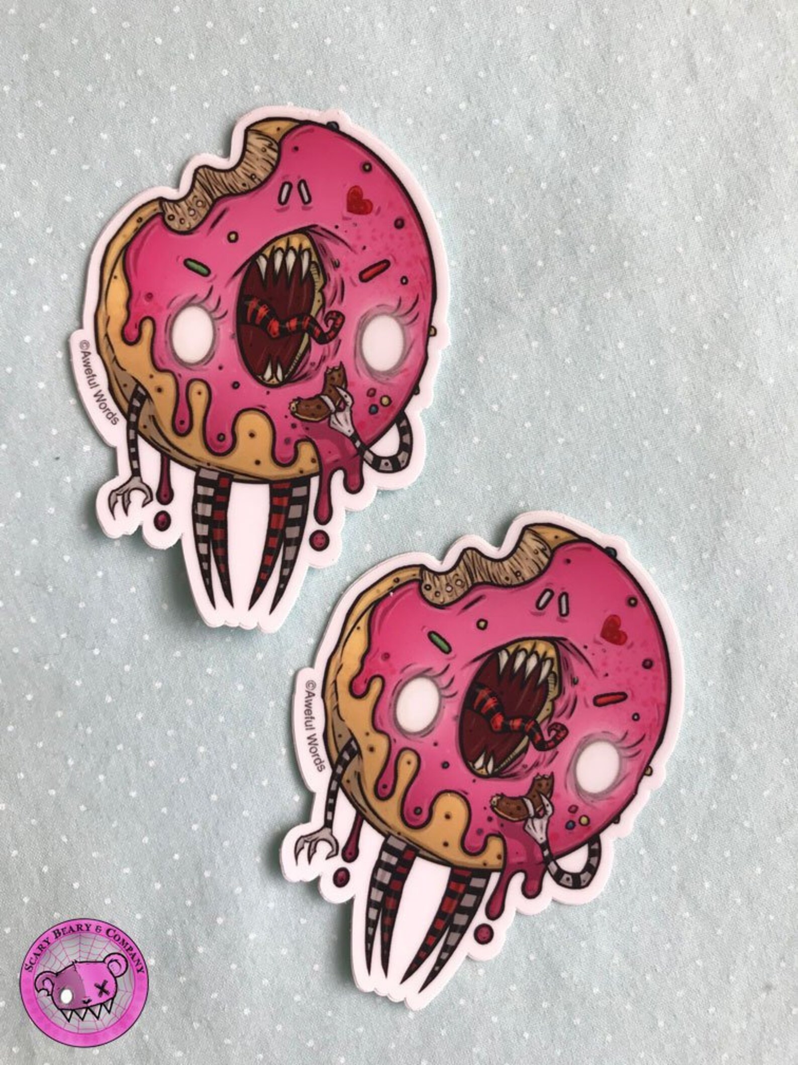 Donut Monster Vinyl Sticker - Etsy