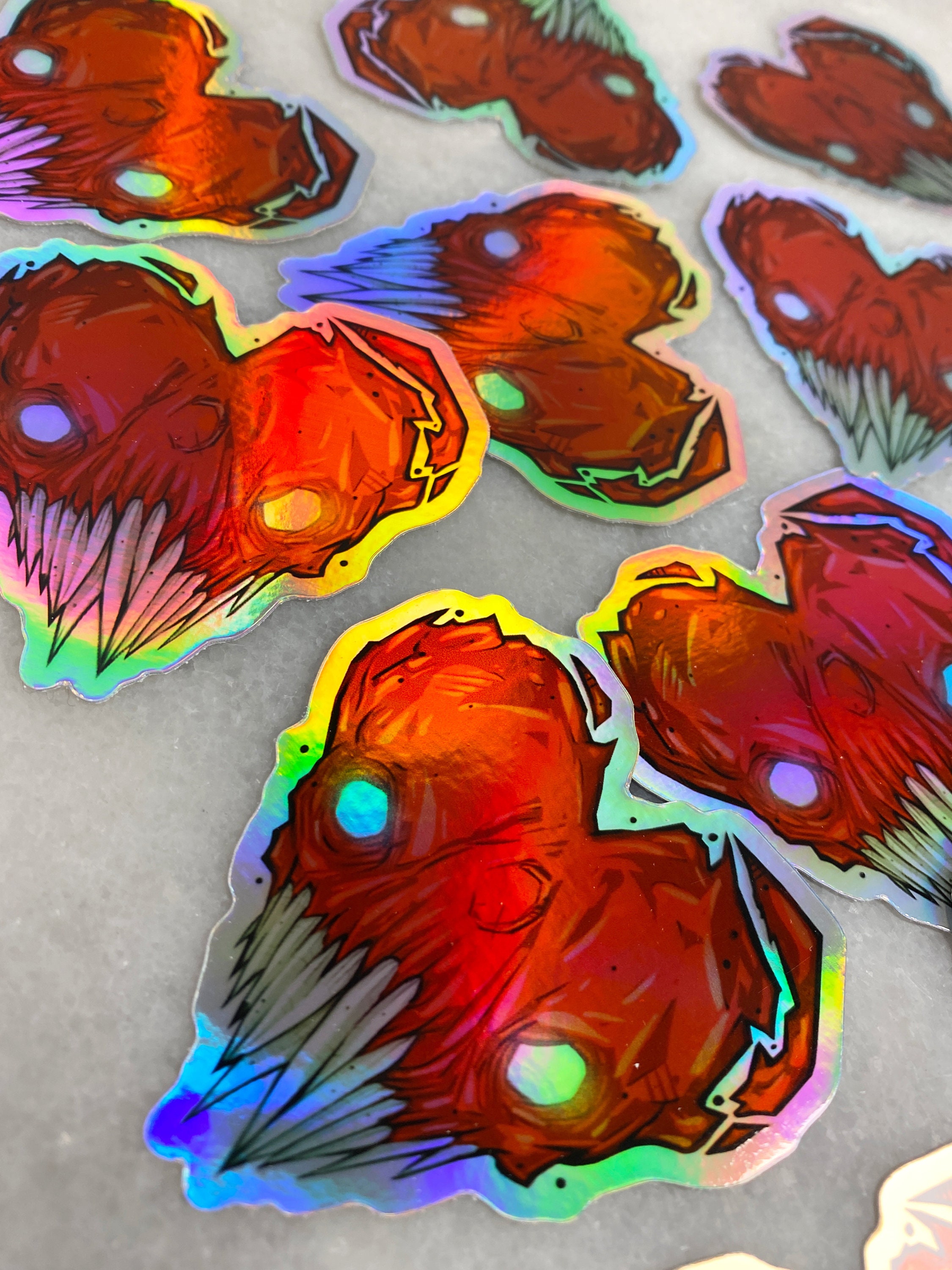 Holographic Nightmare Heart skull Heart Vinyl Sticker - Etsy