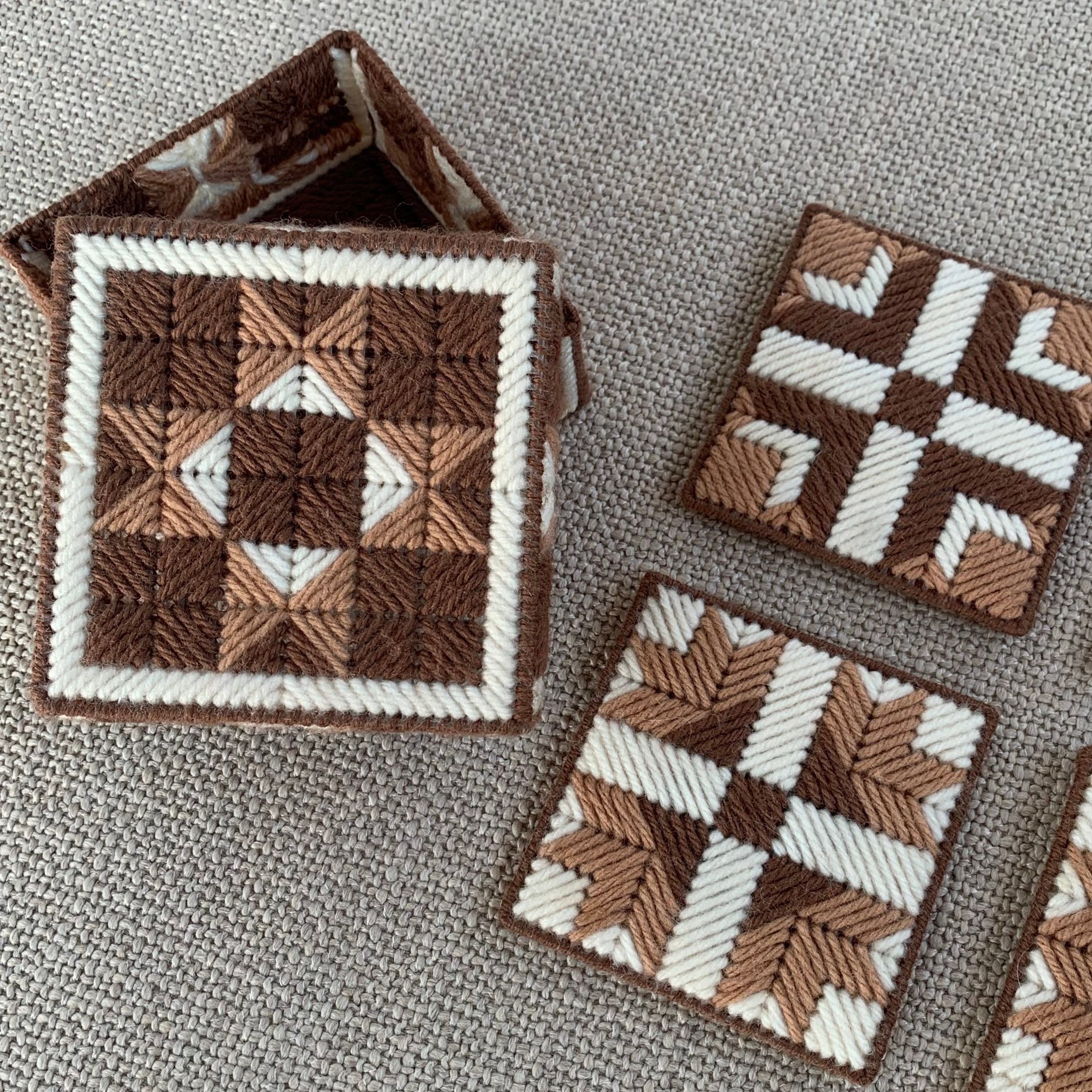 Handmade Woven Coaster Set of 4 Yarn Art