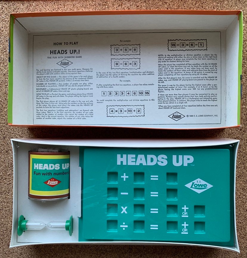 1970 Heads Up Math Game NOS