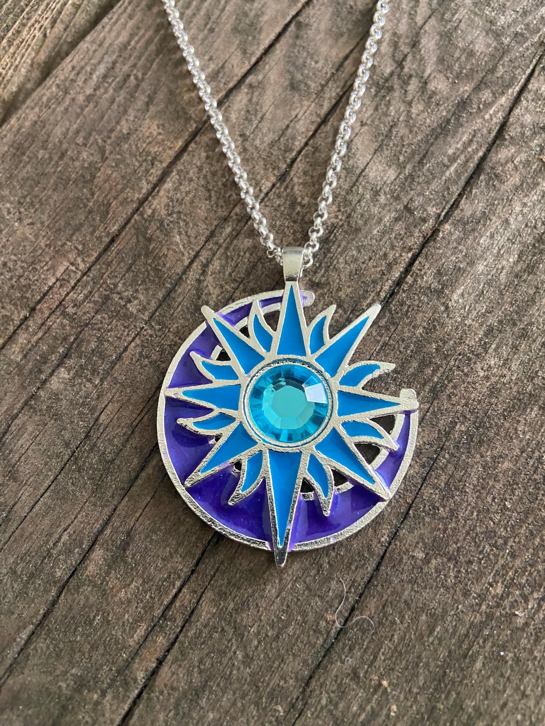 Sterling Silver -blue- Bright Finish Twitches Sun/moon Pendant ...