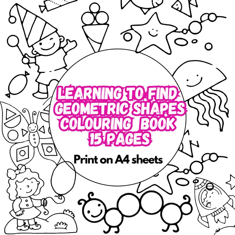Coloring Books Learning to Find Geometric Shapes 15 Pages A4 - Etsy