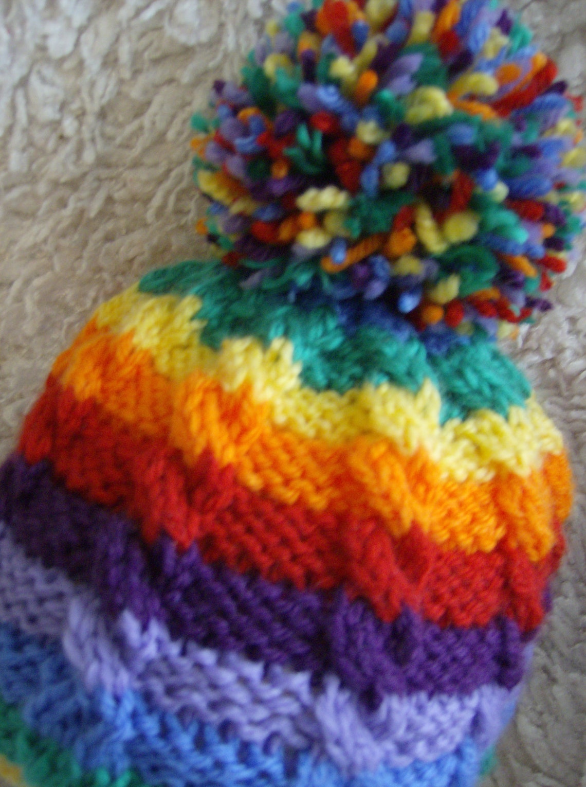 Peru Rainbow Hat - Child (4 - 12 Yrs) Easy Chunky Knitting Pattern - Etsy