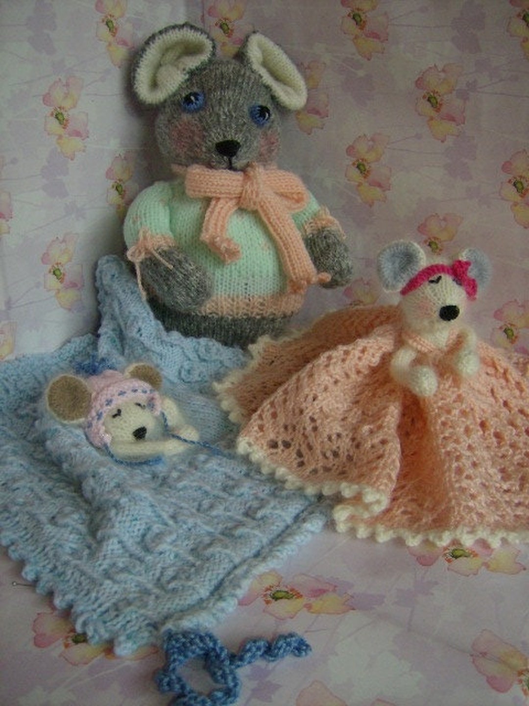 Dorian Dormouse 3 x Soft Toy Baby Snuggle & Comforter Blankies patrón ...