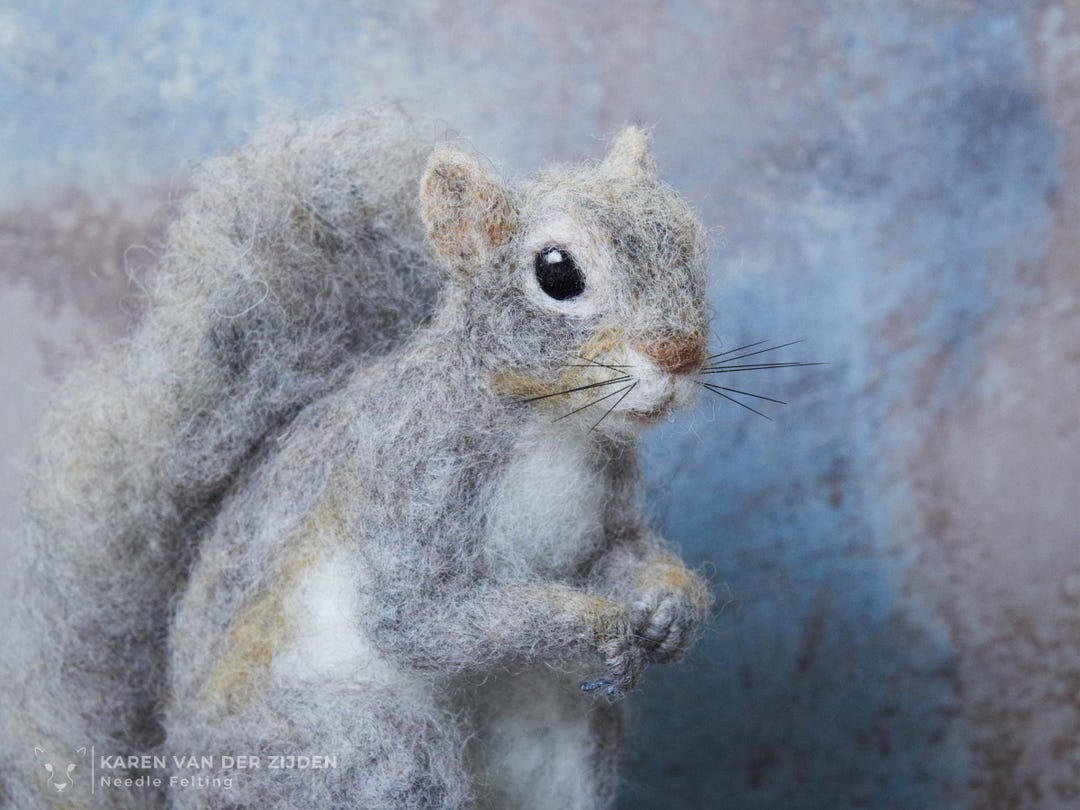 Needle Felted Squirrel | Realistic Grey Squirrel Felt Sculpture ...