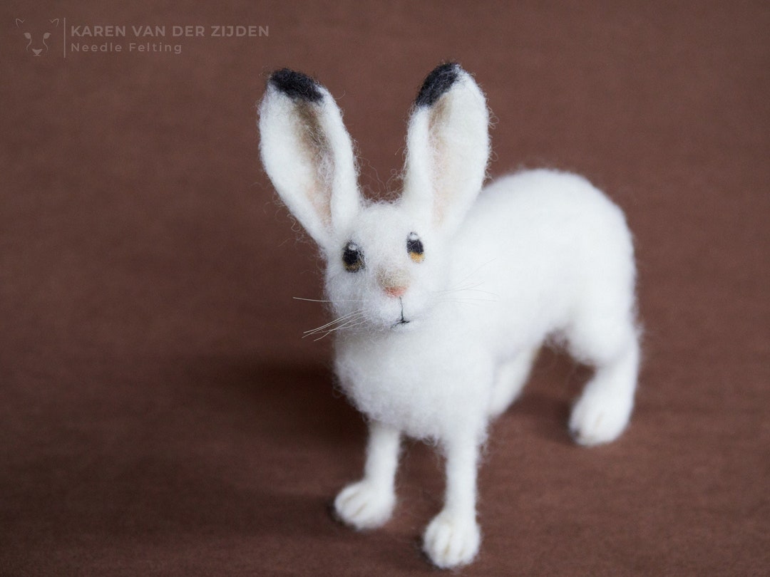 Needle Felted Hare, Snowshoe Hare, White Arctic Hare, Realistic ...