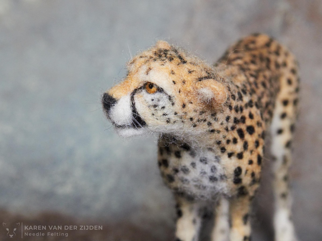 Cheetah Needle Felt Sculpture | Realistic Handmade Wildlife Art ...