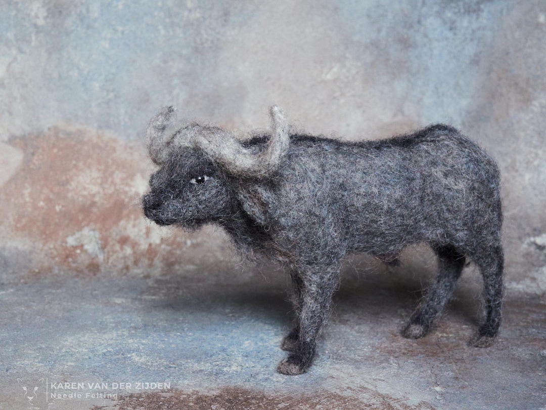 Needle Felted Buffalo - Wool Felt African Buffalo, Realistic Safari ...