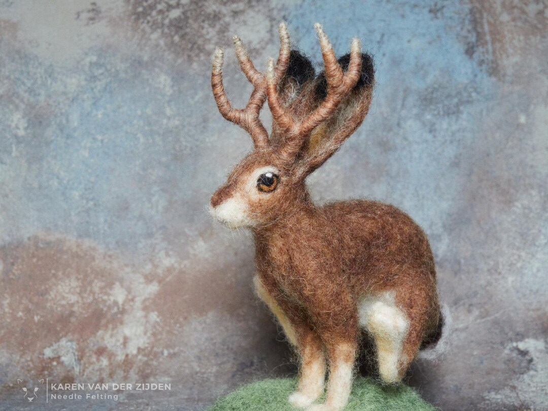 Needle Felted Jackalope - Hare, Jack Rabbit, Mythical Creature, Needle ...