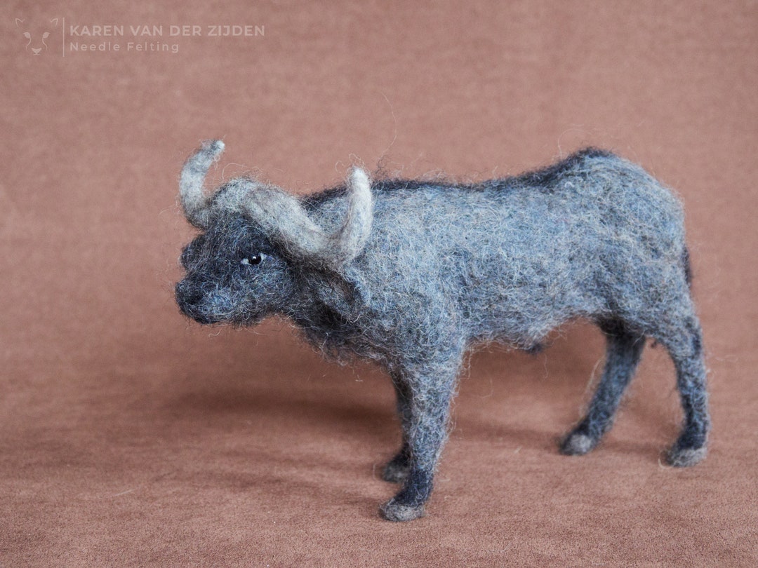Needle Felted Buffalo Wool Felt African Buffalo Realistic - Etsy
