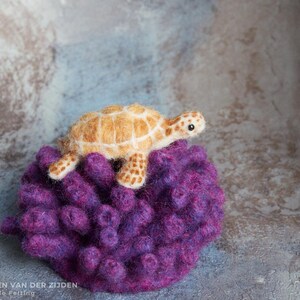 Needle Felted Sea Turtle in Coral - Felt Turtle, Realistic Needle ...