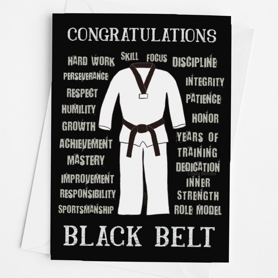 Black Belt Congratulations Taekwondo Judo Karate Greeting Card ...