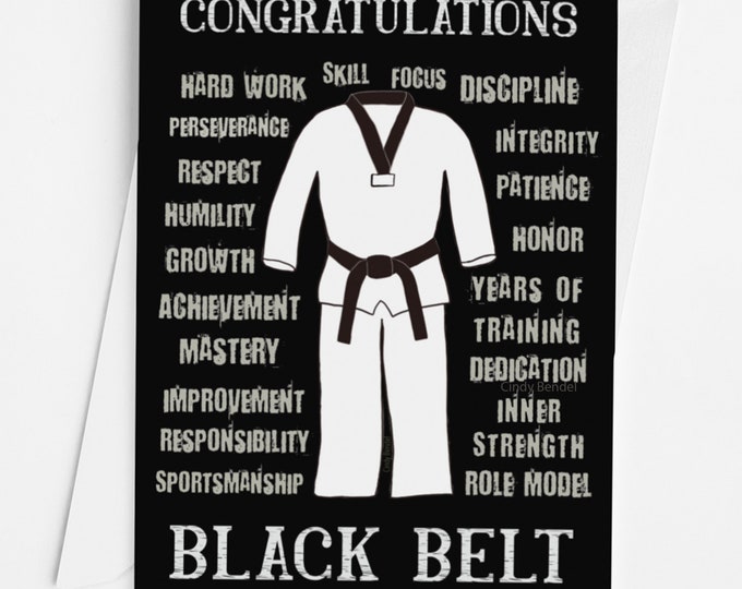 Karate Black Belt Gift Card, Personalized Martial Arts Karate Greeting ...