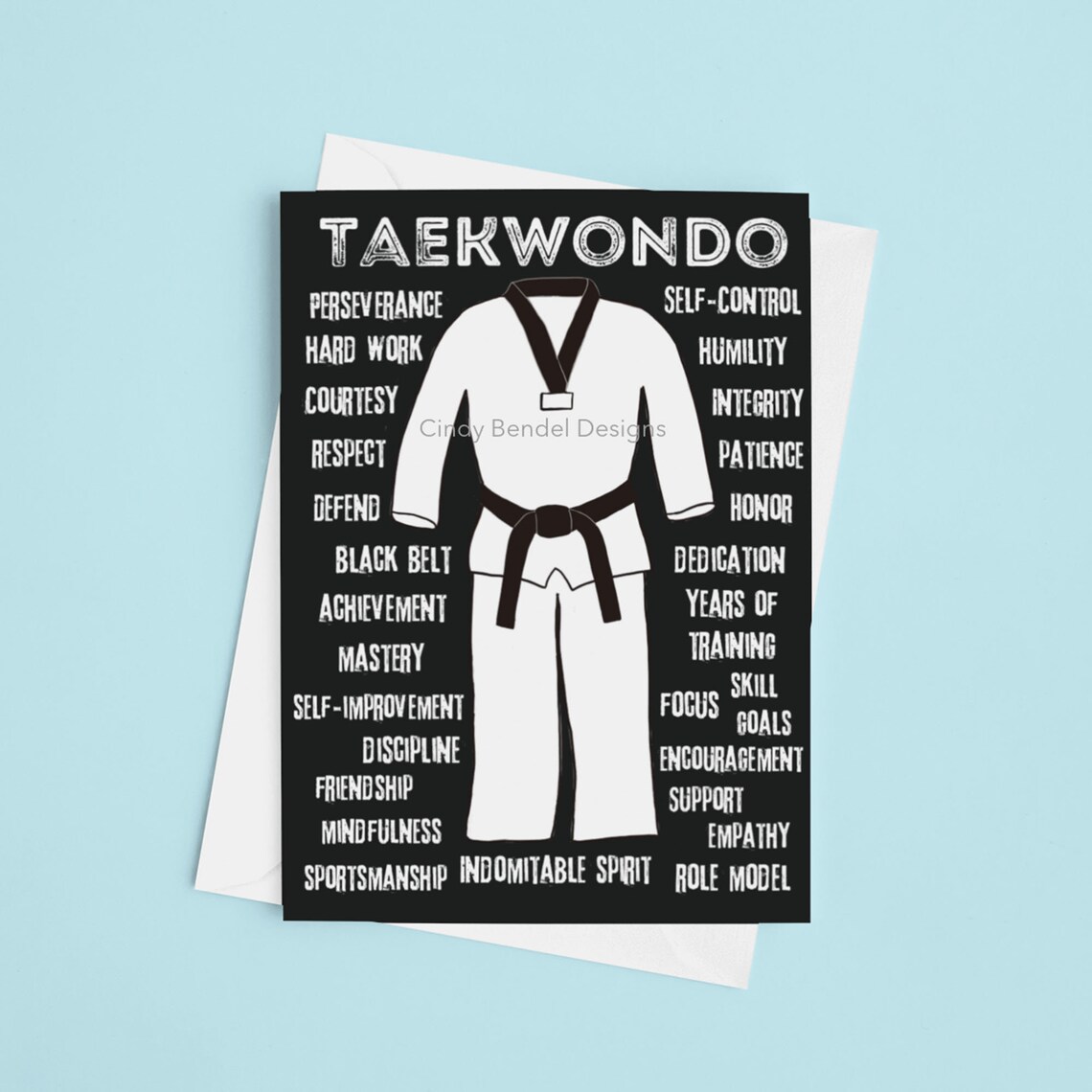 Black Belt Taekwondo Greeting Card - Congratulations Congrats - Martial ...