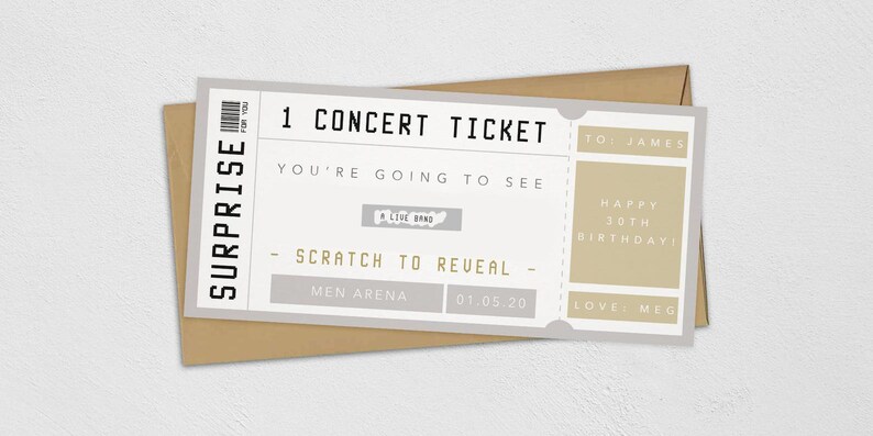 Surprise Concert Ticket Scratch Card Custom Gig Ticket - Etsy UK
