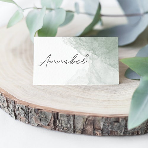 Wedding Place Cards Sage Green Name Cards Watercolour - Etsy