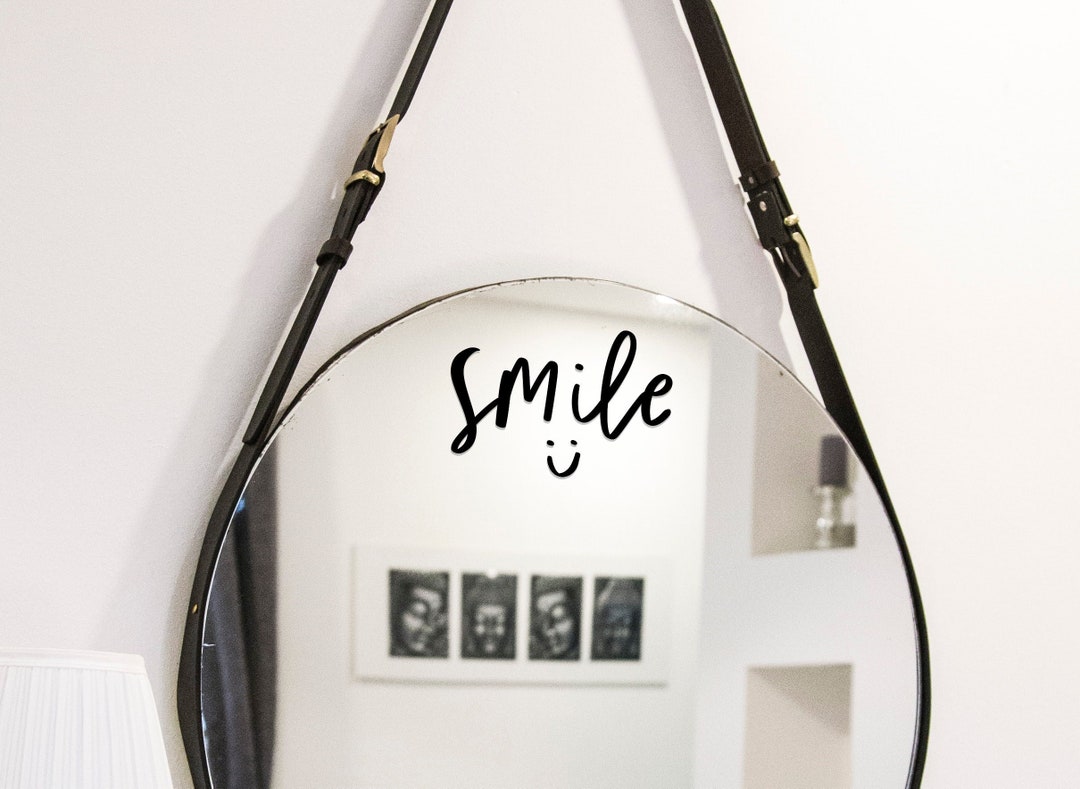 Mirror Decal, Smile Decal, Mirror Sticker, Vinyl Sticker Decal, Salon ...