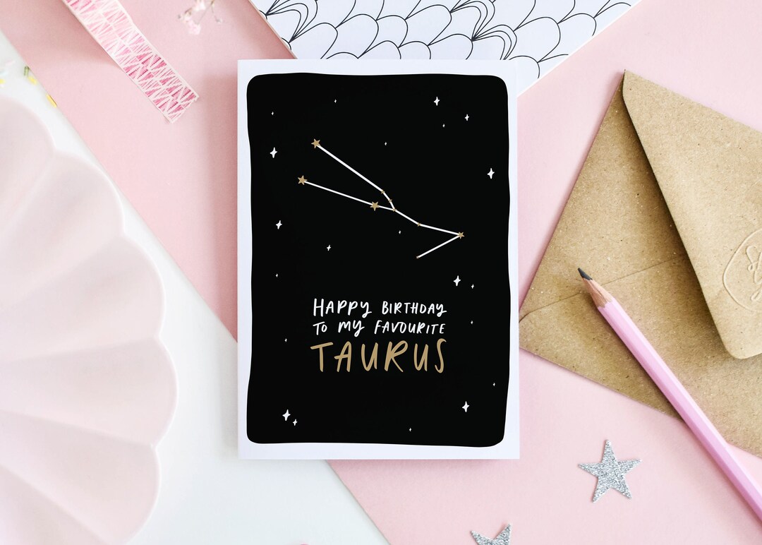 Taurus Birthday Card Happy Birthday to My Favourite Taurus - Etsy