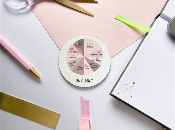 100% Mum Pie Chart Coaster Cute Mother's Day Coaster | Etsy UK