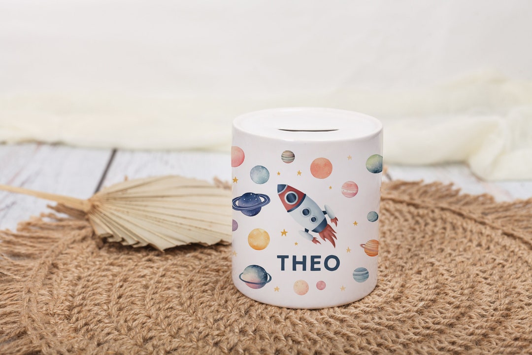 Personalised Space Money Box, Space Coin Bank, Space Gift, Boys Nursery ...
