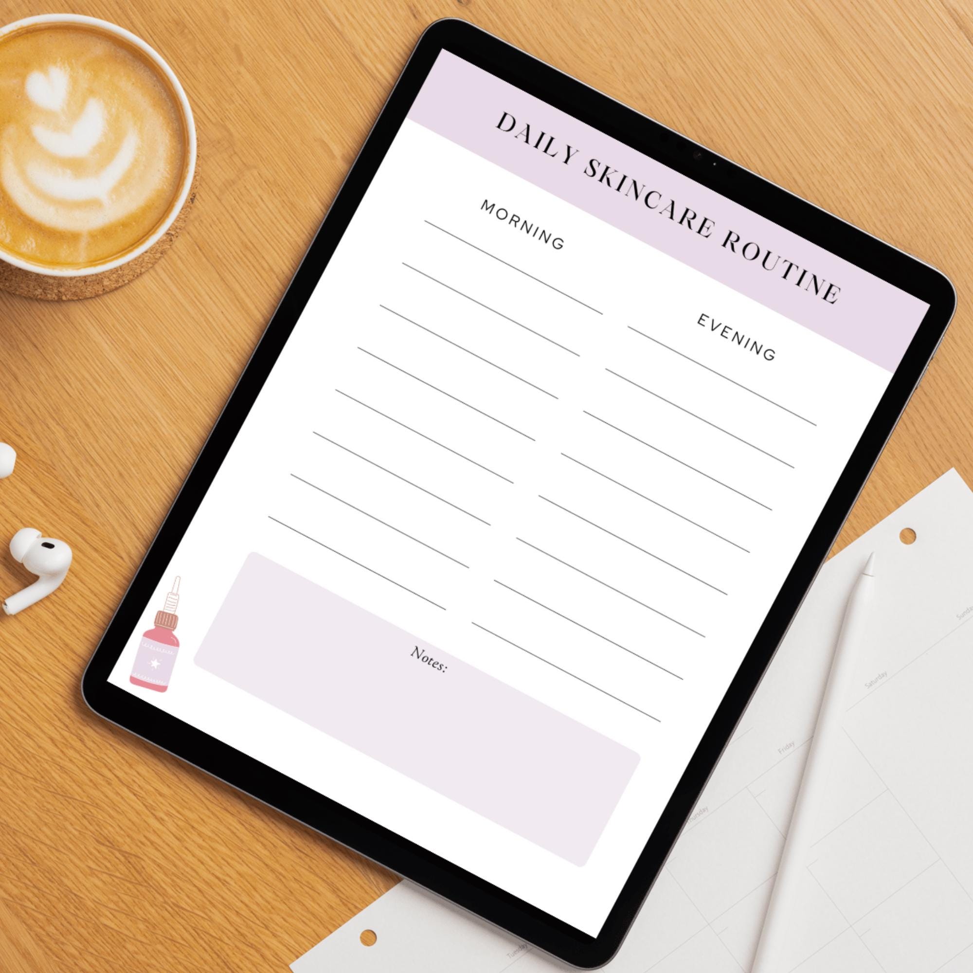 Simplified Skin Care Routine Planner - Skin Care Tracker - Digital ...