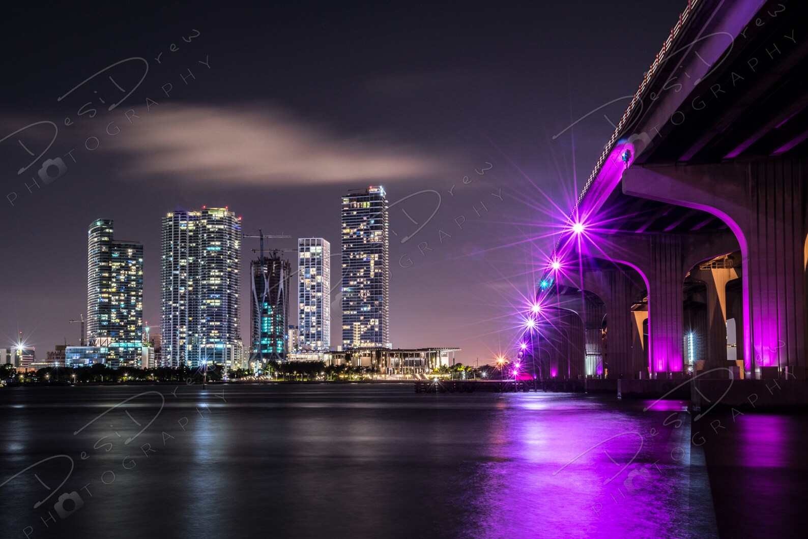 Fine Art Photo Print - Purple Miami Nights Cityscape | Choose Standard ...