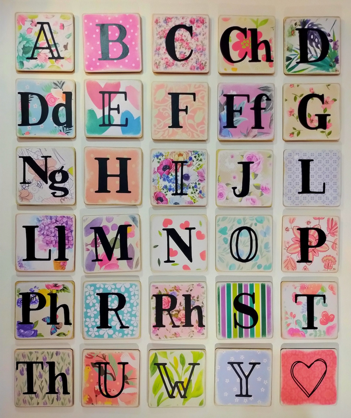 Complete Welsh or English Alphabet Decorative Tiles. - Etsy