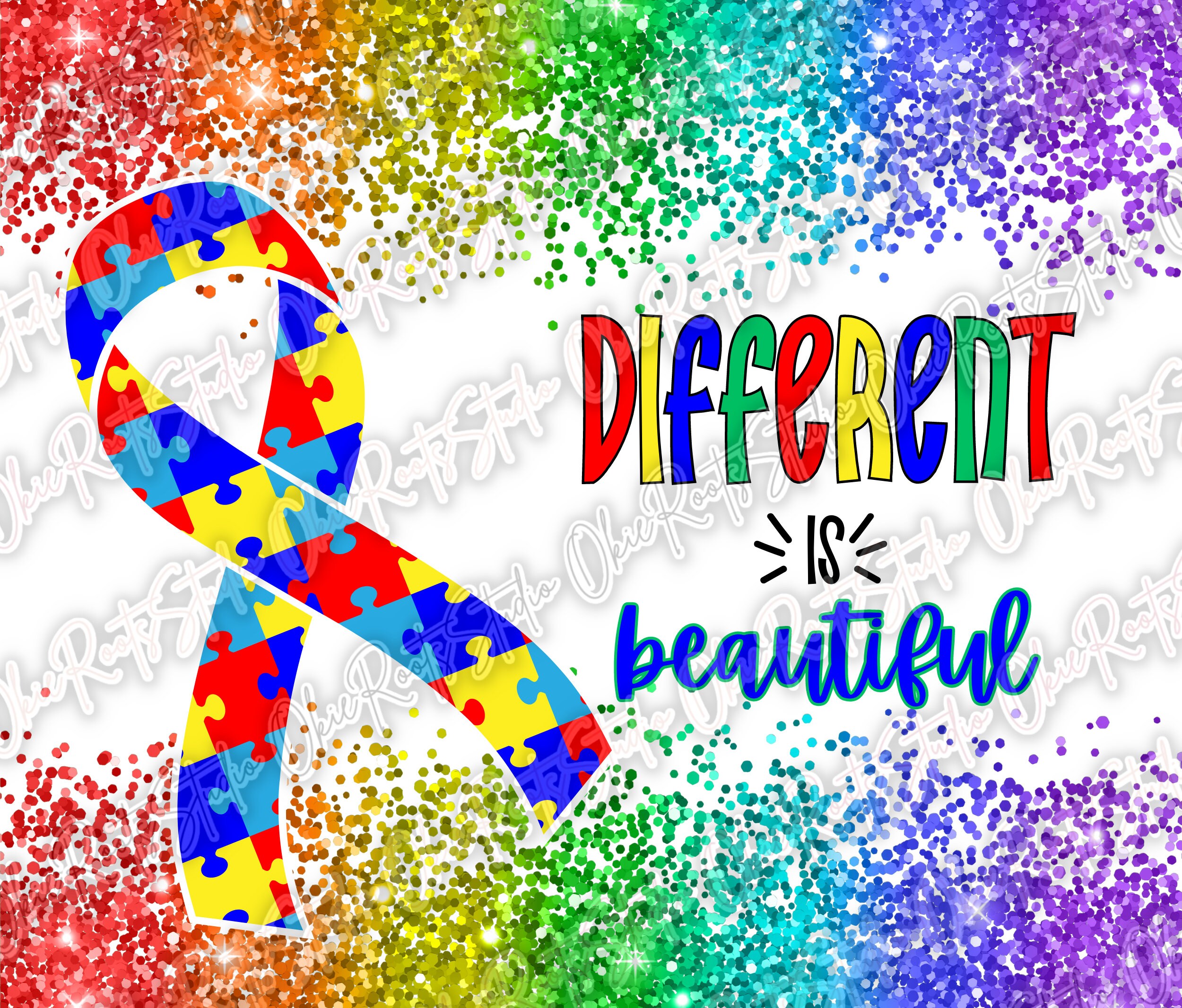 Autism Tumbler Wrap PNG, Different is Beautiful Skinny Tumbler Wrap PNG ...