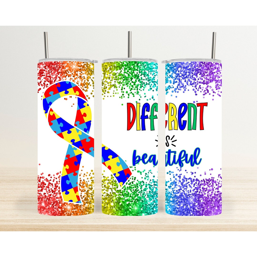 Autism Tumbler Wrap PNG, Different is Beautiful Skinny Tumbler Wrap PNG ...