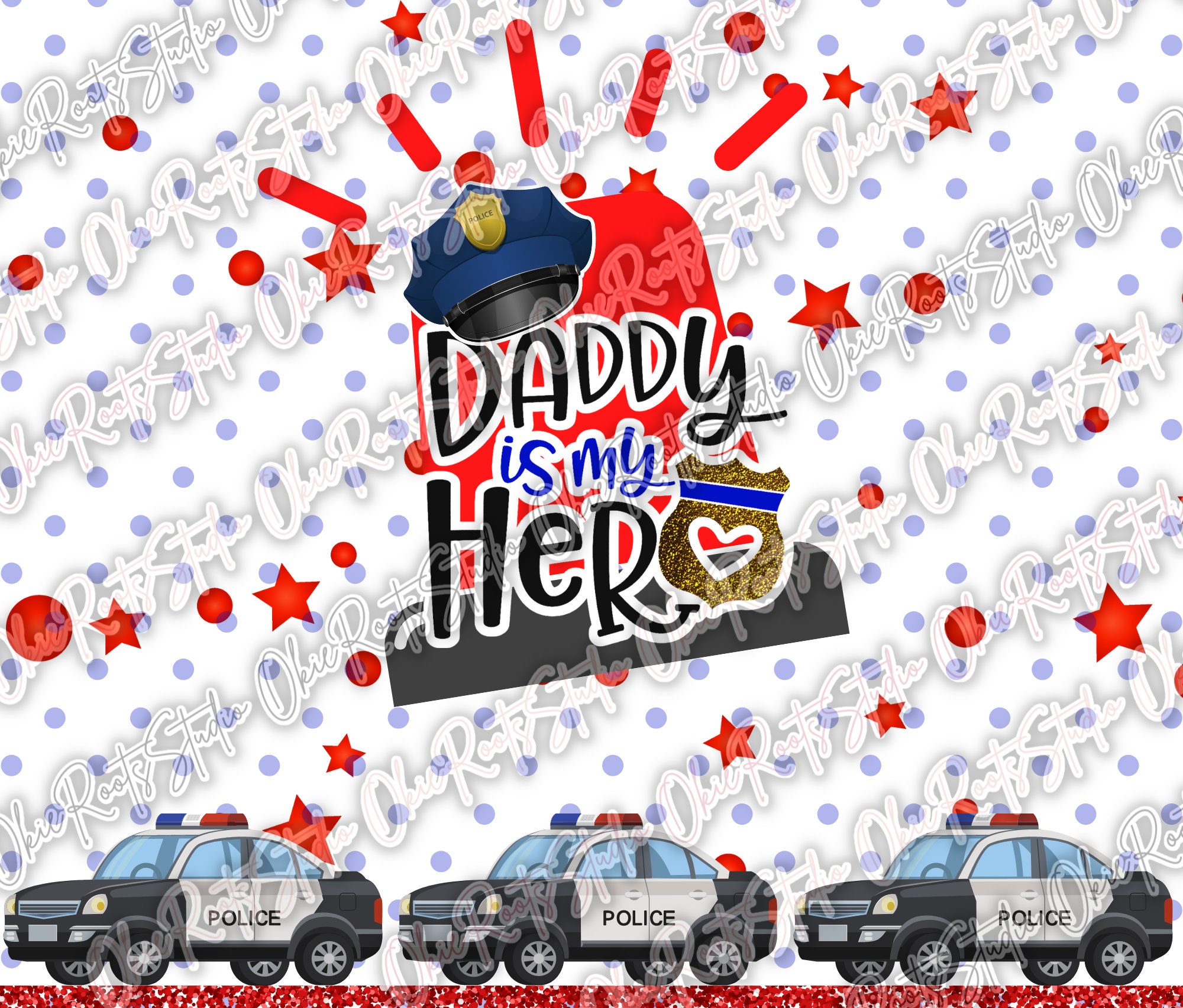 Daddy is My Hero Police Officer Police Skinny Tumbler Sublimation ...