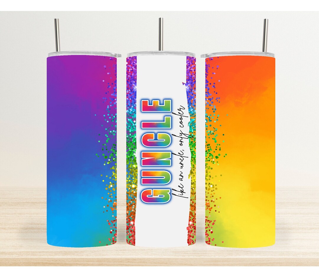 Guncle - Uncle - Rainbow Skinny Tumbler Wrap Sublimation Digital ...